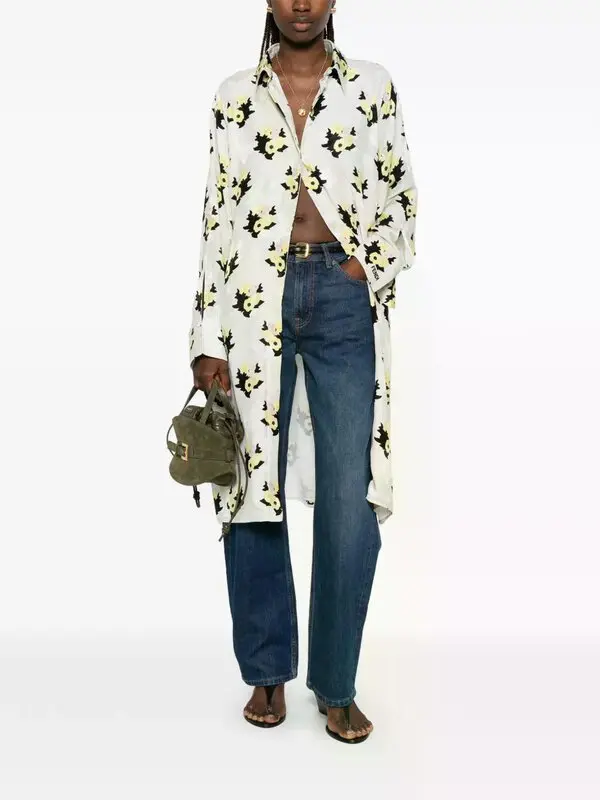 Fendi Floral Print Buttoned Midi Dress