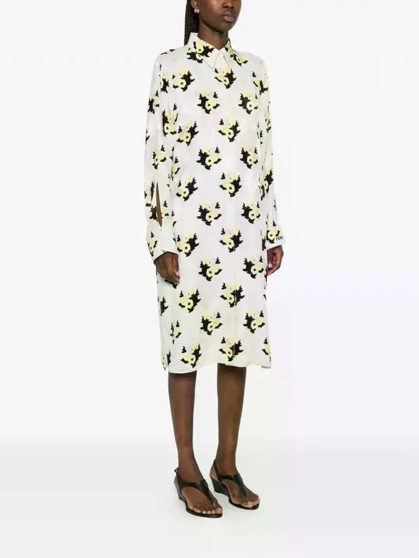 Fendi Floral Print Buttoned Midi Dress