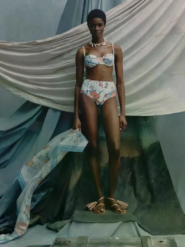Erdem Floral Print Underwired Bikini Top - Blue