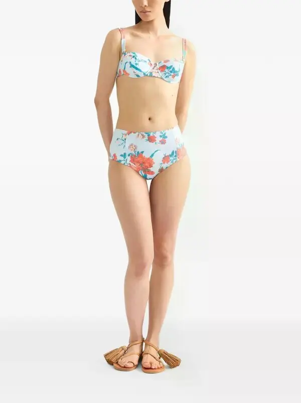 Erdem Floral Print Underwired Bikini Top - Blue