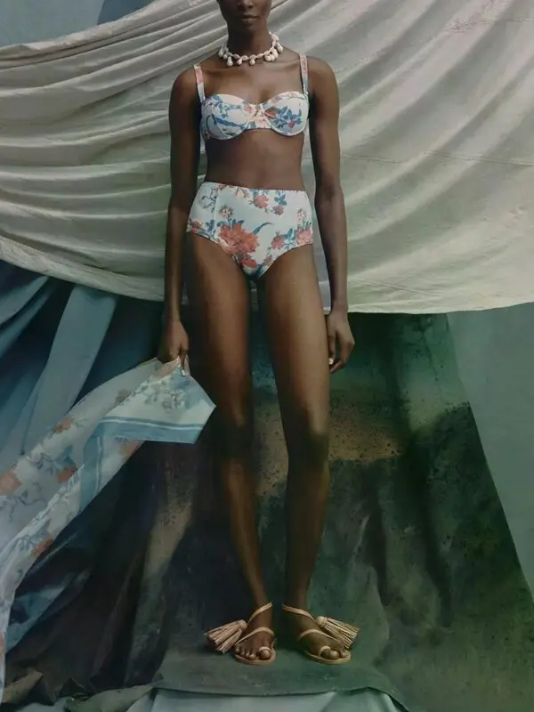 Erdem Floral Print Underwired Bikini Top - Blue
