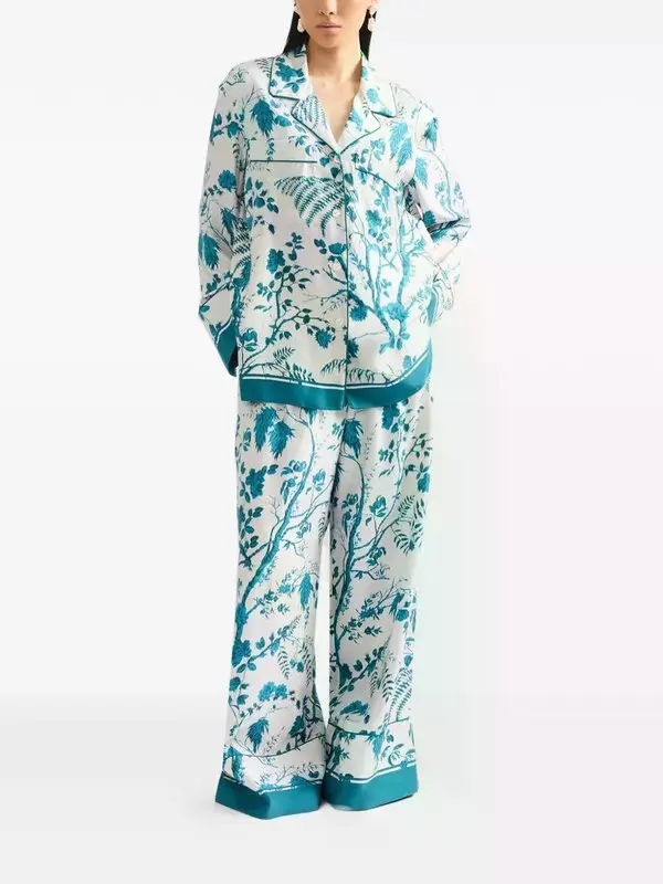 Erdem Botanical Print Silk Trousers