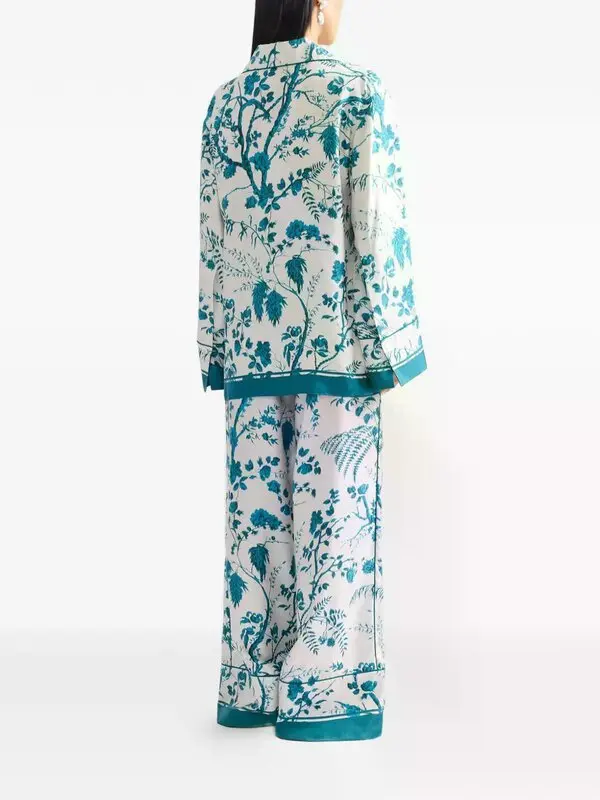 Erdem Botanical Print Silk Trousers