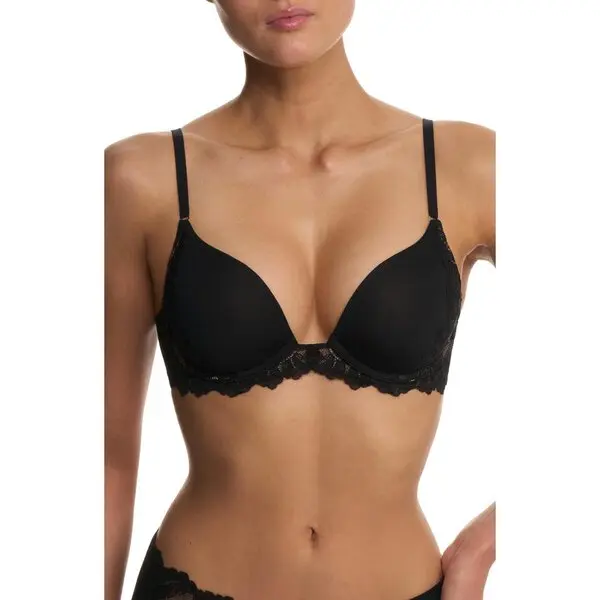 Natori Peony Demi Lace T-shirt Bra - Black/cafe