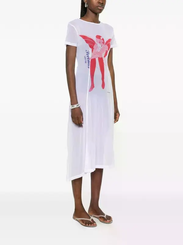 Our Legacy Regged Print Mesh Midi Dress