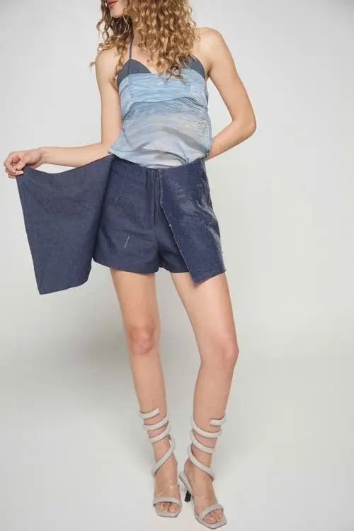 ZIERRA LEONA Sequined Wrap Mini Skirt