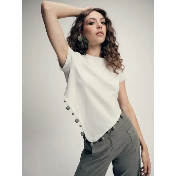 ZIERRA LEONA Ave T-shirt With Sphere Detailing