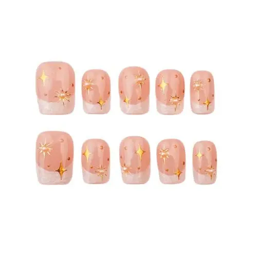 THE ONLY NAILS Celestialshort Squarenail Set - Peachy Rose Gold Chrome