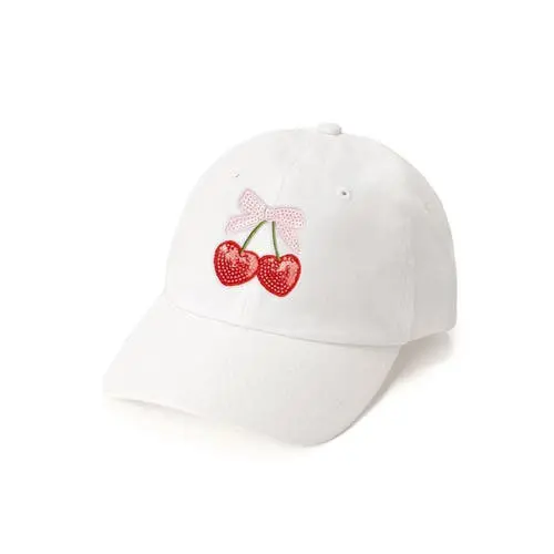 SWEET WINK Cherry Sequin Baseball Cap - White