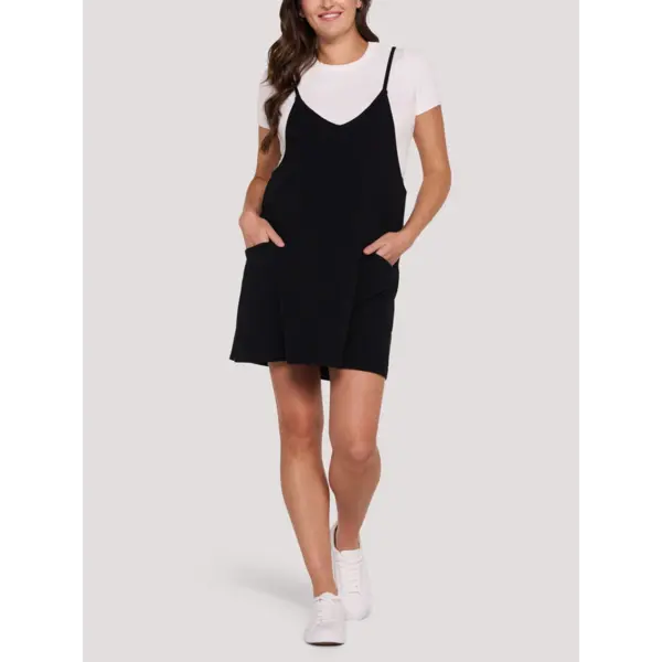 Motherhood Maternity Sleeveless V-neck Romper With Built-in Shorts - Black