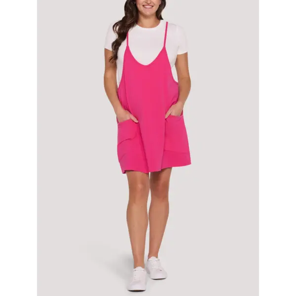 Motherhood Maternity Sleeveless V-neck Romper With Built-in Shorts - Fuchsia Rose