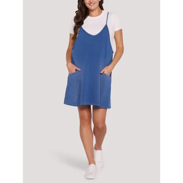 Motherhood Maternity Sleeveless V-neck Romper With Built-in Shorts - Medium Wash
