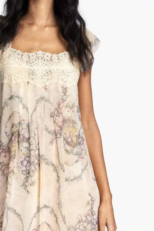 Anna Sui Spirit Bloom Chiffon Ruffle Dress