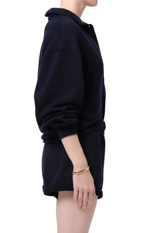 Citizens Of Humanity Johnny Collar Oversize Fleece Sweatshirt - Navy