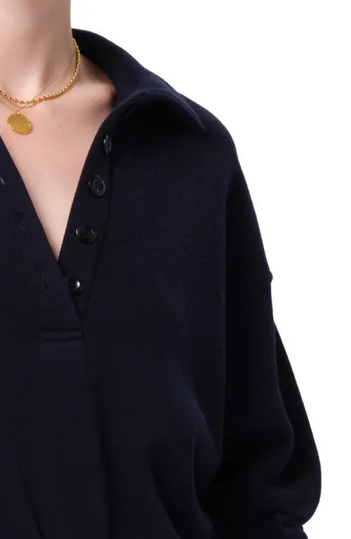 Citizens Of Humanity Johnny Collar Oversize Fleece Sweatshirt - Navy