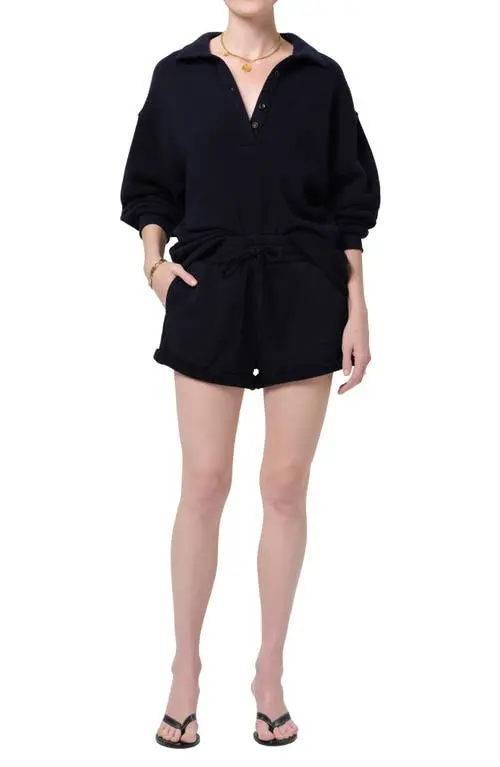 Citizens Of Humanity Johnny Collar Oversize Fleece Sweatshirt - Navy