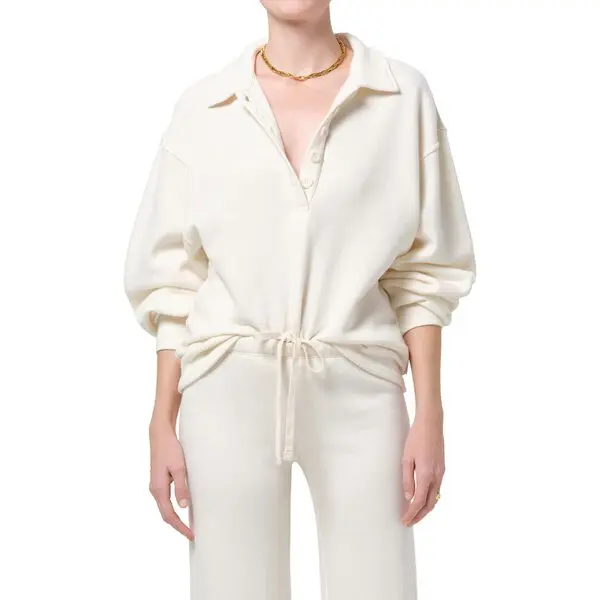 Citizens Of Humanity Johnny Collar Oversize Fleece Sweatshirt - Pashmina Off White