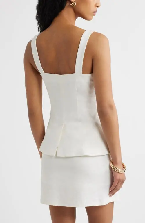 OPEN EDIT Button Front Linen Blend Tank - White