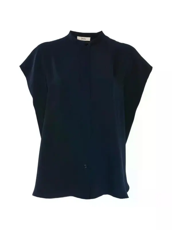 Herno Sleeveless Mandarin-collar Blouse - Blue