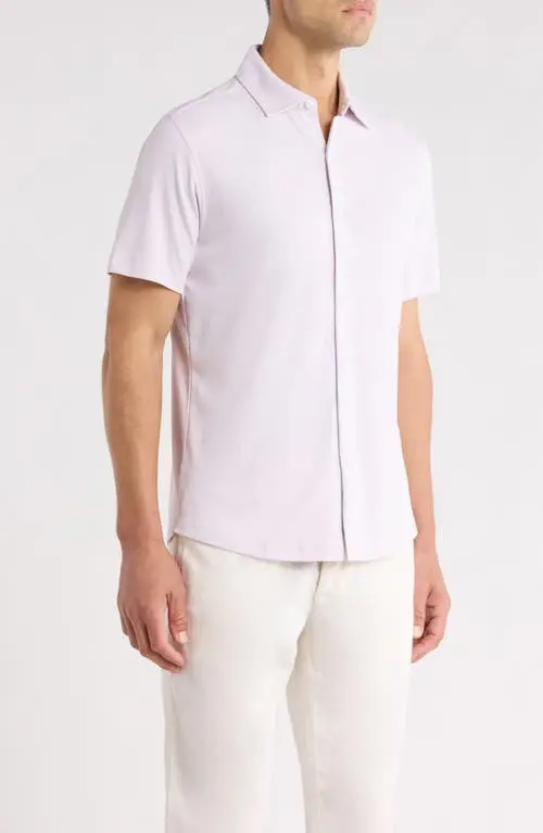Robert Barakett Sterling Short Sleeve Knit Button-up Shirt - Lavender