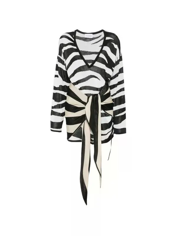 Attico Zebra-print Knotted Mini Dress - Black