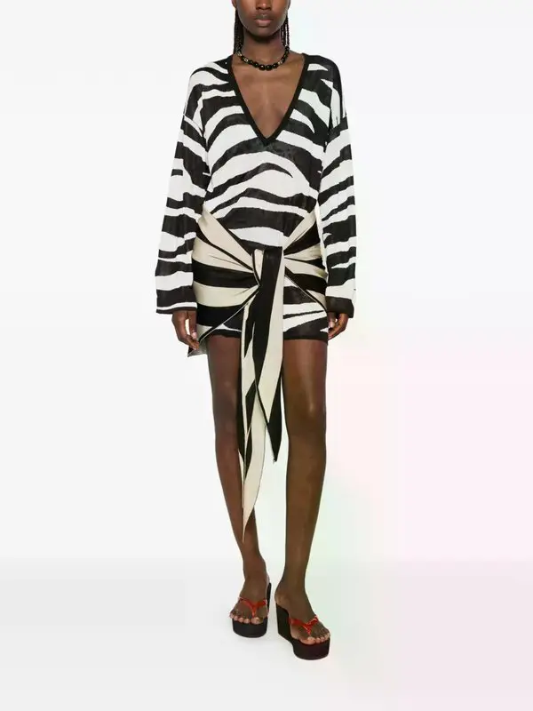 Attico Zebra-print Knotted Mini Dress