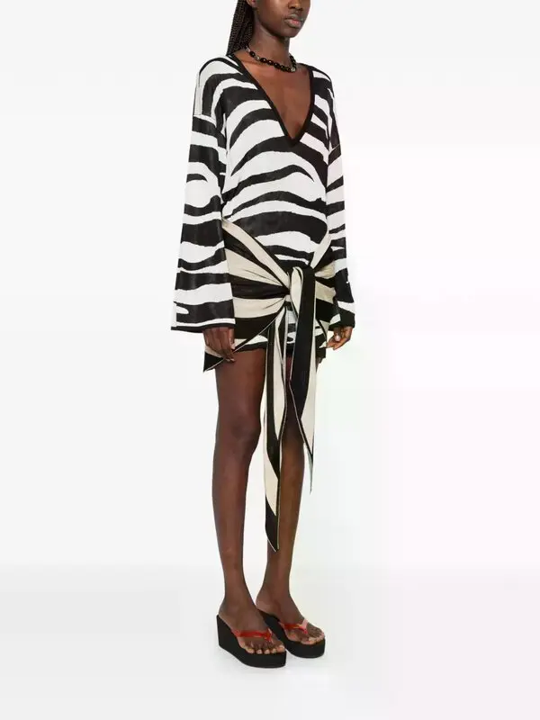 Attico Zebra-print Knotted Mini Dress