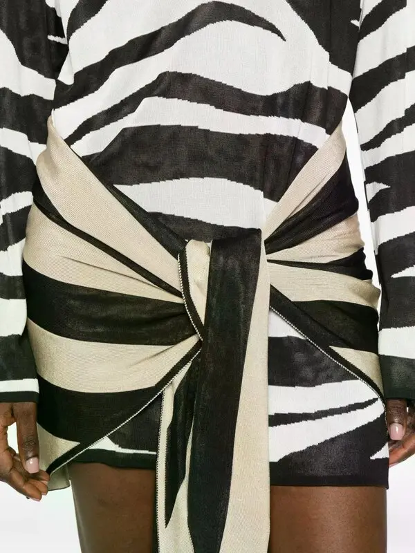 Attico Zebra-print Knotted Mini Dress