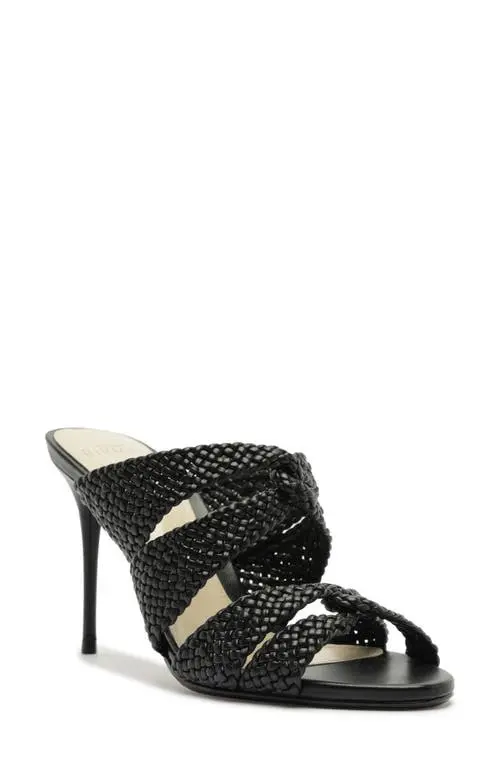 ALEXANDRE BIRMAN Sabrina Woven Leather Stiletto Mule Sandals - Black