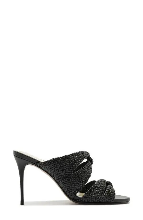 ALEXANDRE BIRMAN Sabrina Woven Leather Stiletto Mule Sandals - Black