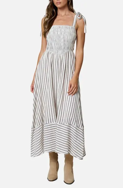 BLU PEPPER Striped Cotton Maxi Sundress - Brown