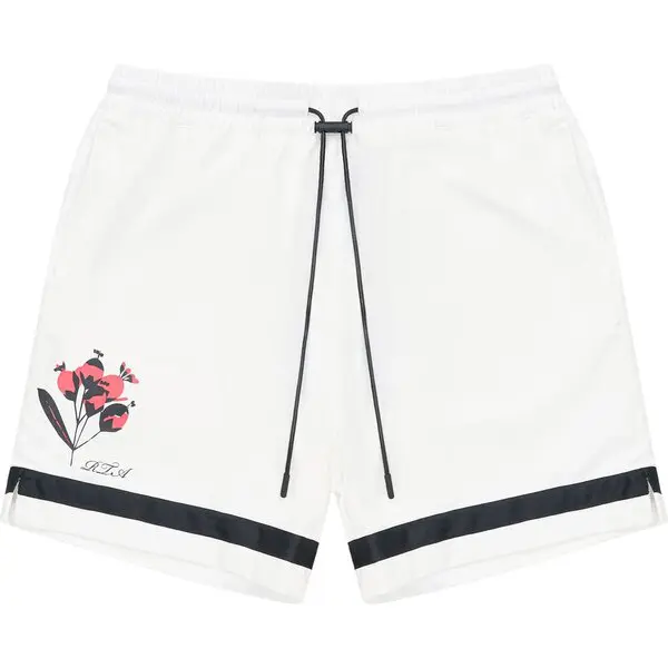 RtA Pull-on Performance Shorts With Botanical Print - White Poppy