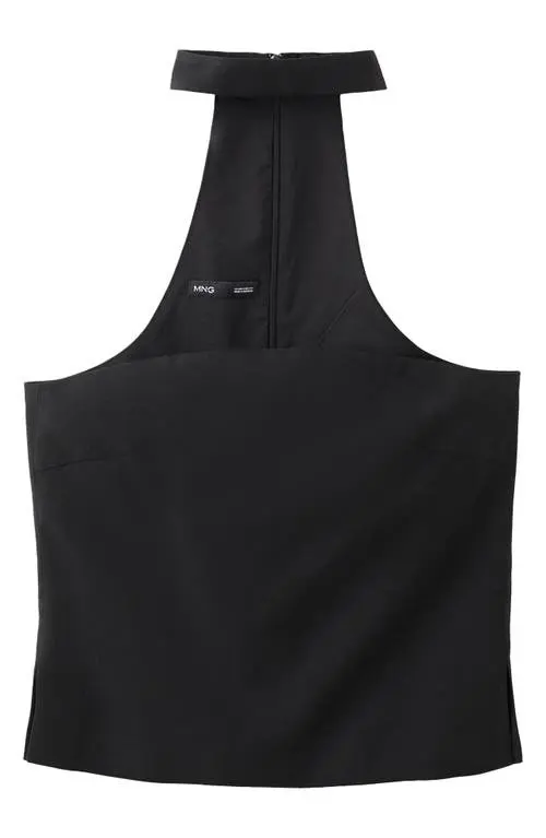 Mango Racerback Mock Neck Top - Black