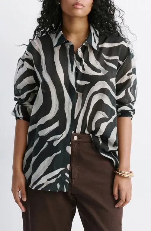 Mango Zebra Print Long Sleeve Shirt