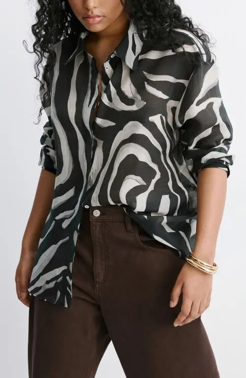 Mango Zebra Print Long Sleeve Shirt