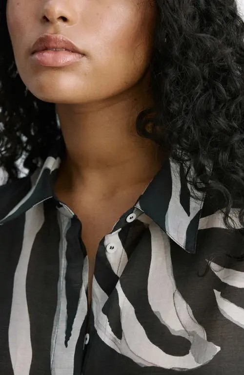 Mango Zebra Print Long Sleeve Shirt