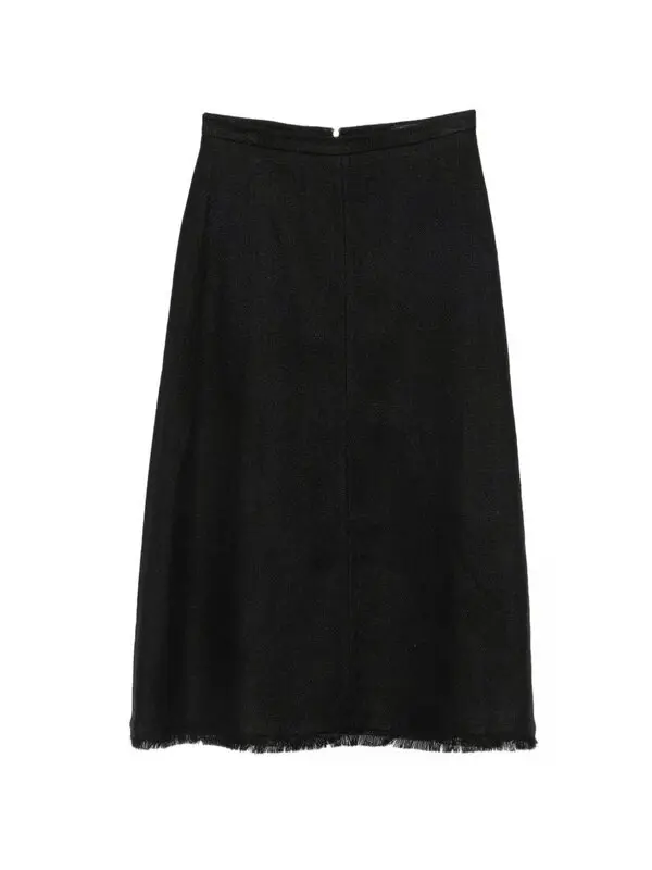 Max Mara A-line Midi Skirt With Fringed Hem - Black