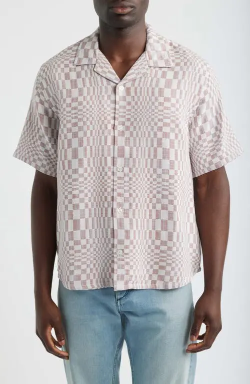 CORRIDOR High Focus Moiré Print Cotton Camp Shirt - Dusk