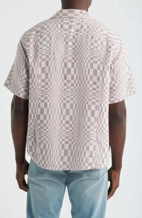 CORRIDOR High Focus Moiré Print Cotton Camp Shirt - Dusk