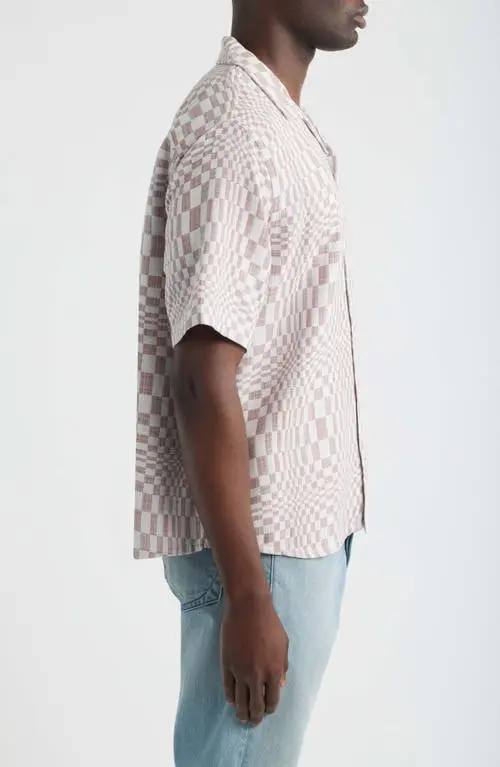 CORRIDOR High Focus Moiré Print Cotton Camp Shirt - Dusk