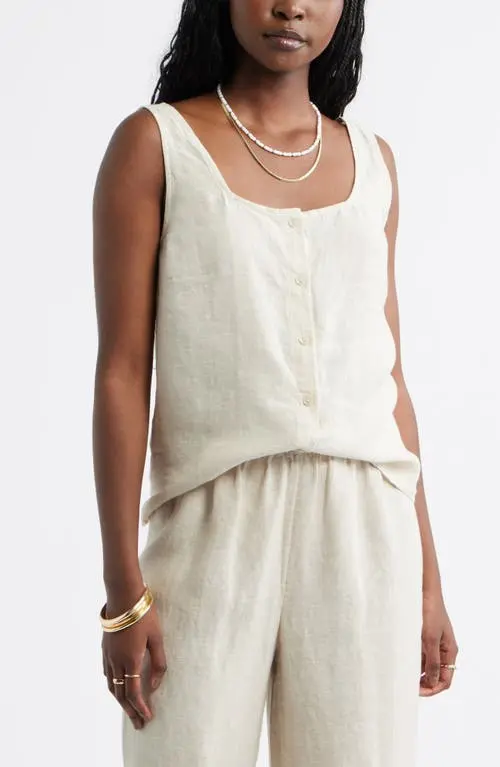 Caslon Linen Button-up Tank - Flax
