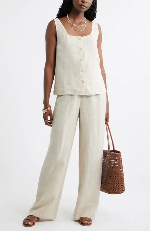 Caslon Linen Button-up Tank - Flax