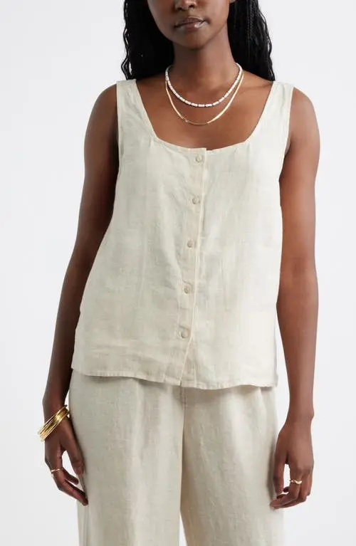 Caslon Linen Button-up Tank - Flax