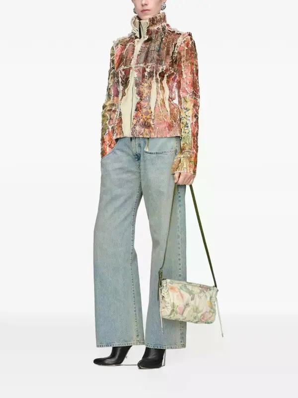 MAISON MARGIELA Fragmented Floral Zip-up Cardigan - Red