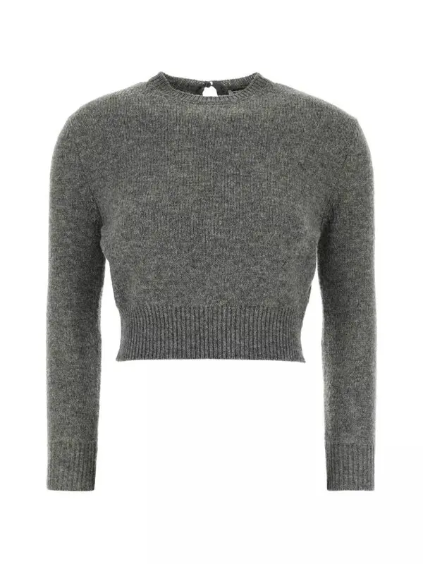 JIL SANDER Ribbed Wool Blend Sweater - Grey
