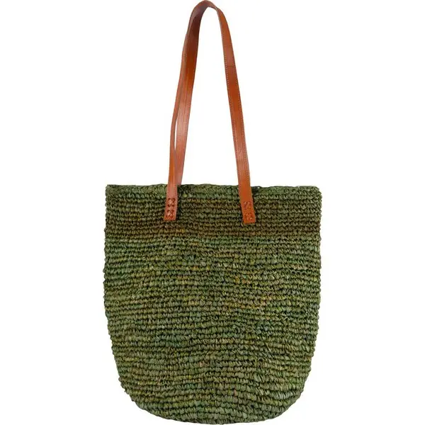 JELAVU Hamptons Raffia Tote - Dark Green
