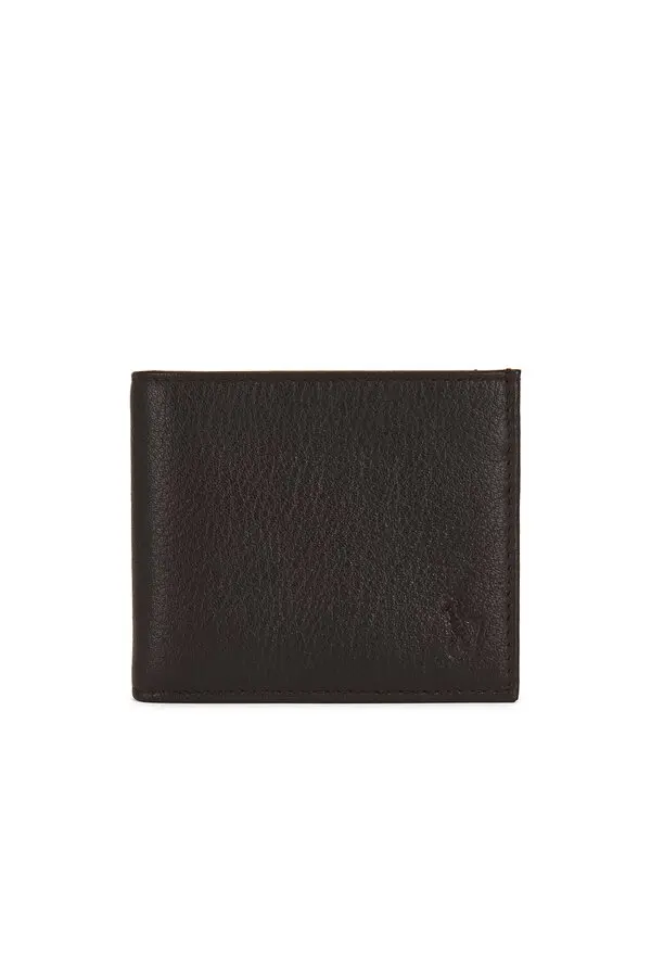 Polo Ralph Lauren Pebbled Bifold Wallet In Chocolate - Brown