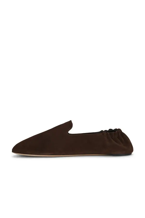 THE ROW Suede Casa Slipper - Lacquer Brown