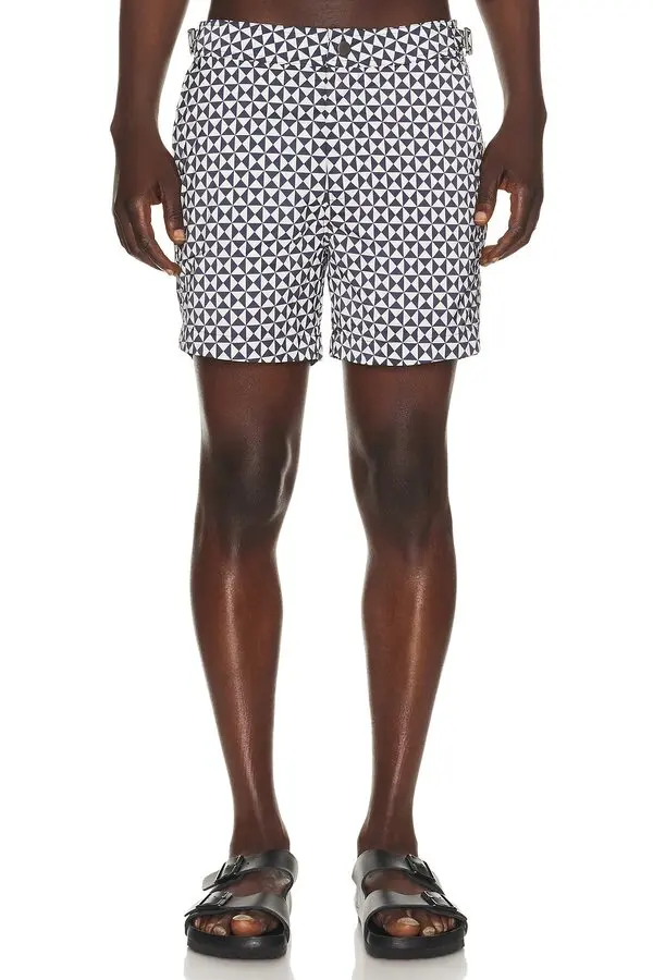 Onia Calder Buckle 5 Swim Trunks In Navy - Midnight