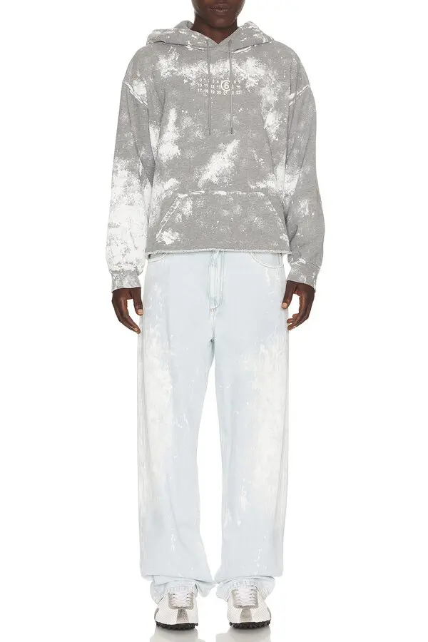 MAISON MARGIELA Grey Cotton Distressed Logo Hoodie